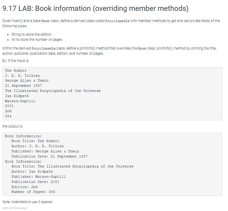 Solved public class Encyclopedia extends Book { | private | Chegg.com