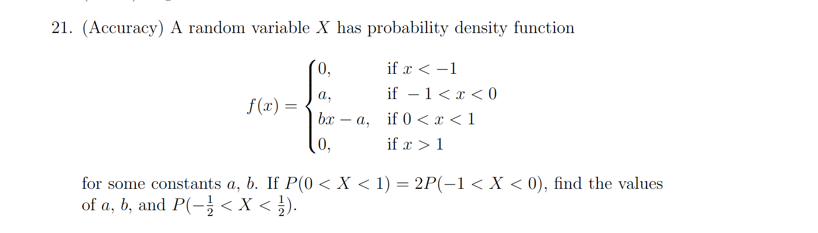 Solved 21. (Accuracy) A random variable X has probability | Chegg.com