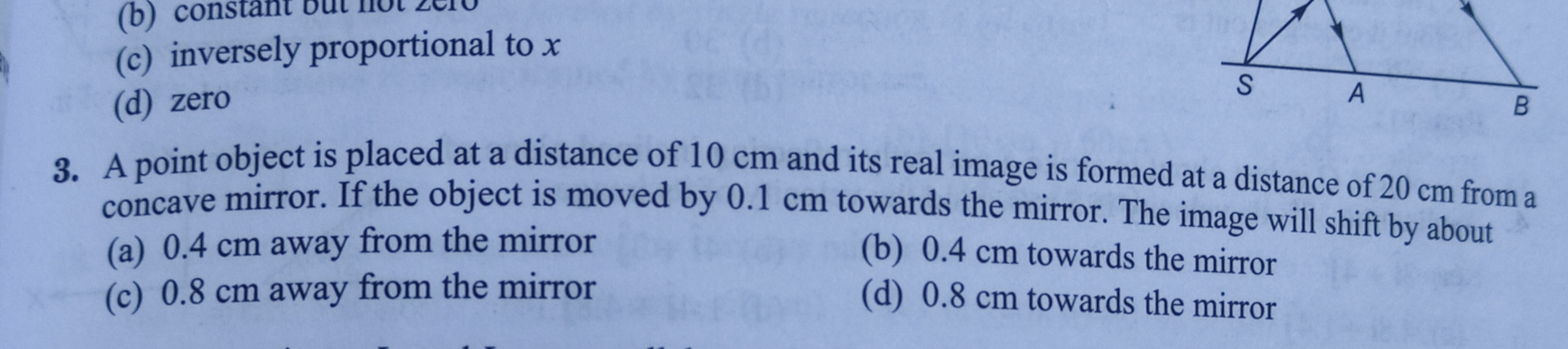 Solved (c) inversely proportional to x (d) zero 3. A point | Chegg.com