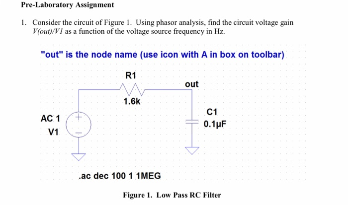 Solved Pre-Laboratory Assignment 1. Consider the circuit of | Chegg.com
