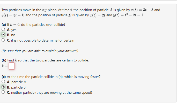 Solved Two particles move in the xy-plane. At time t, the | Chegg.com