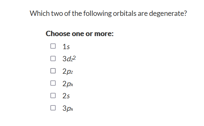 Solved Which two of the following orbitals are | Chegg.com
