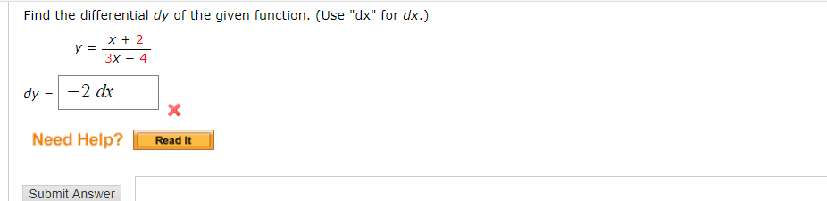 Solved Find The Differential Dy Of The Given Function Use