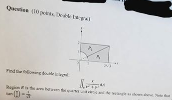 Solved find the following double integral: Region R | Chegg.com