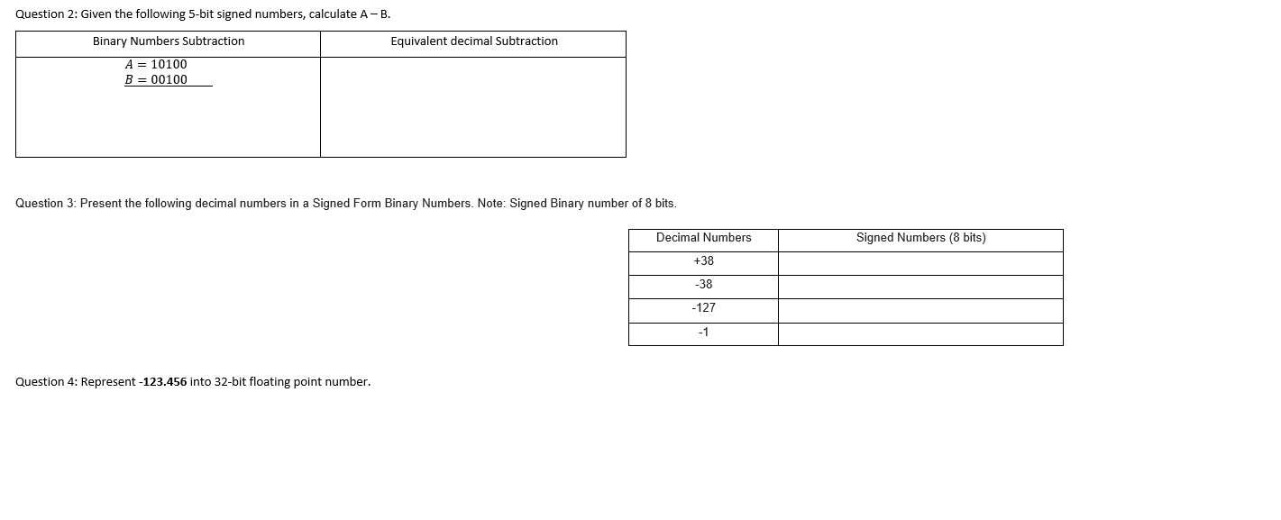 Solved Question 2: Given the following 5-bit signed numbers, | Chegg.com