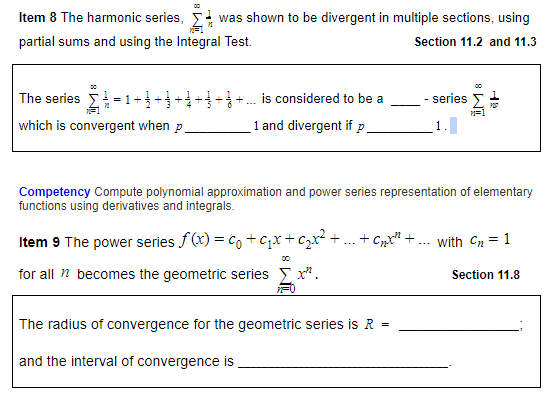 Solved Item 8 The harmonic series, was shown to be divergent | Chegg.com