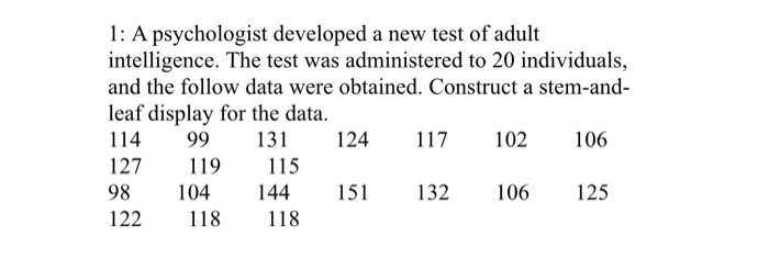 Solved 1: A psychologist developed a new test of adult | Chegg.com