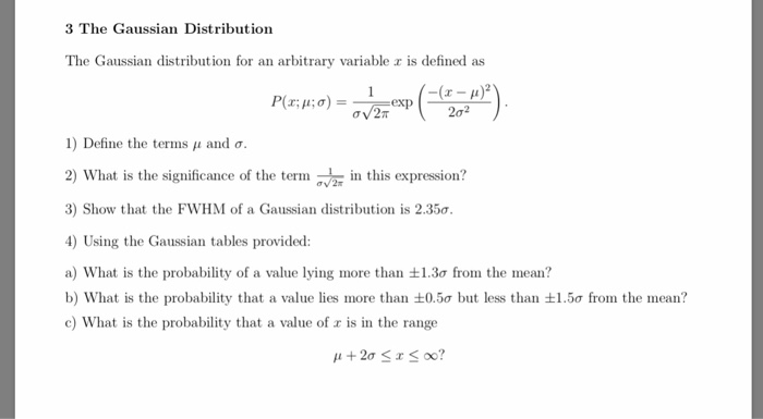 Solved 3 The Gaussian Distribution The Gaussian distribution | Chegg.com