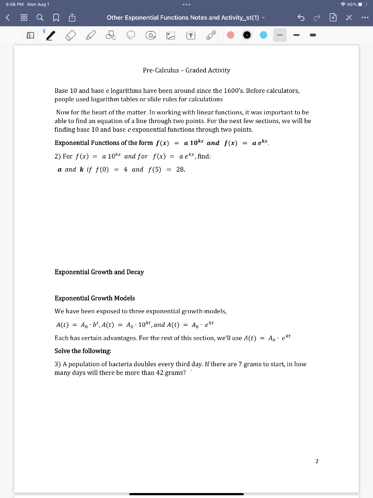 Solved Base 10 and base e logarithms have been around since | Chegg.com