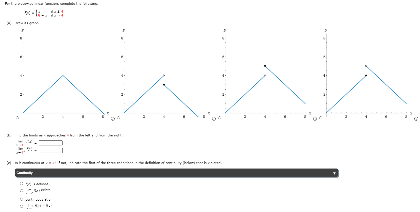 Solved For the piecewise linear function, complete the | Chegg.com