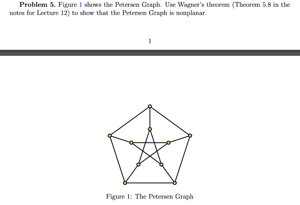 Solved Problem 5. Figure 1 shows the Petersen Graph. Use | Chegg.com