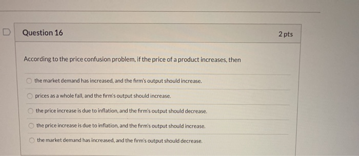 Solved D Question 16 2 pts According to the price confusion | Chegg.com