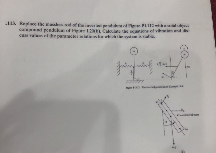 Solved 113. Replace the massless rod of the inverted | Chegg.com