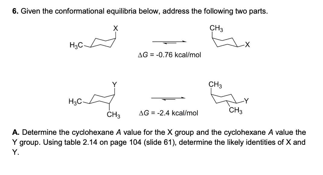 Solved 6. Given the conformational equilibria below, address | Chegg.com