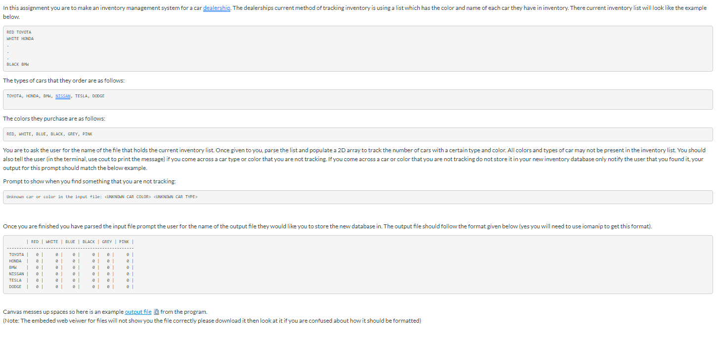 C++ Visual Studios Here is an example output file | Chegg.com