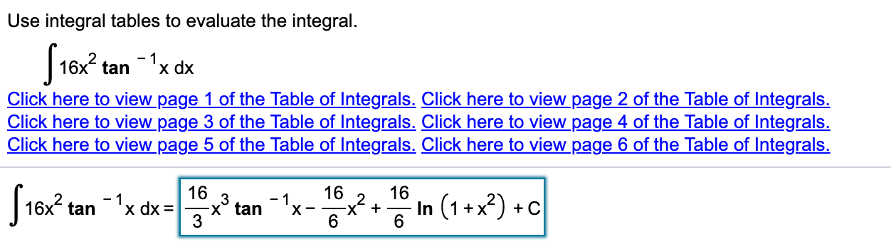 Solved Use integral tables to evaluate the integral. [ 16x? | Chegg.com