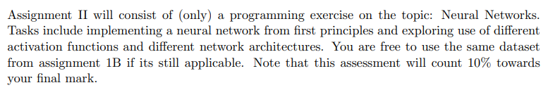Solved Assignment II will consist of (only) a programming | Chegg.com