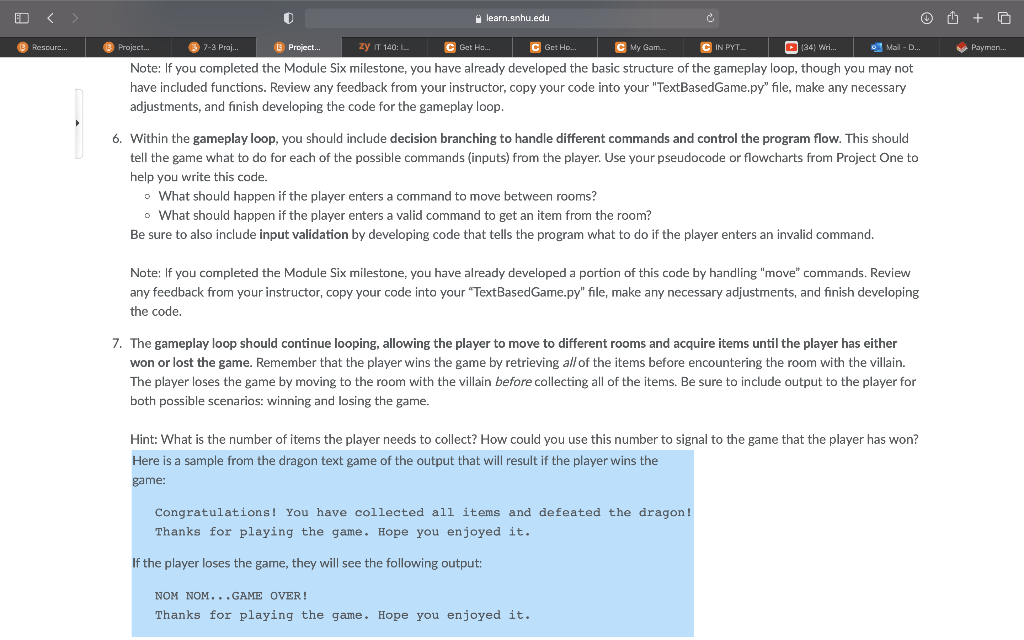 Solved learn.snhu.edu + Resourc.. e Project. 7-3 Praj... | Chegg.com
