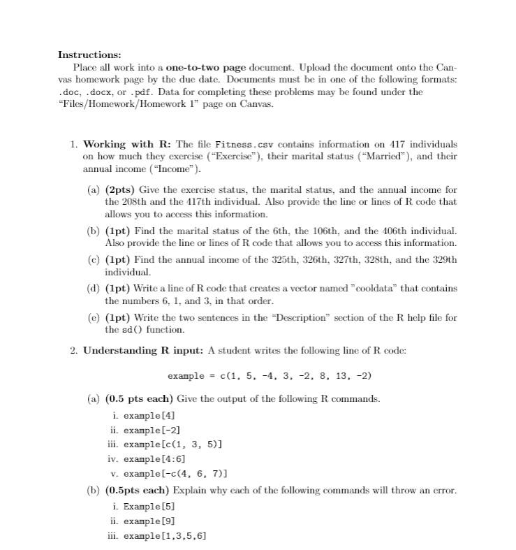 Solved Instructions: Place all work into a one-to-two page | Chegg.com