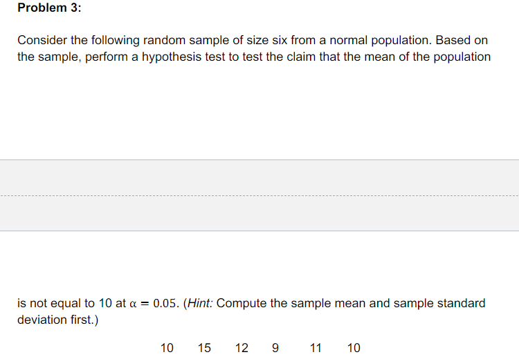 Solved Consider the following random sample of size six from | Chegg.com