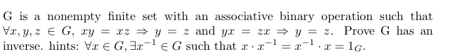Solved G Is A Nonempty Finite Set With An Associative Binary