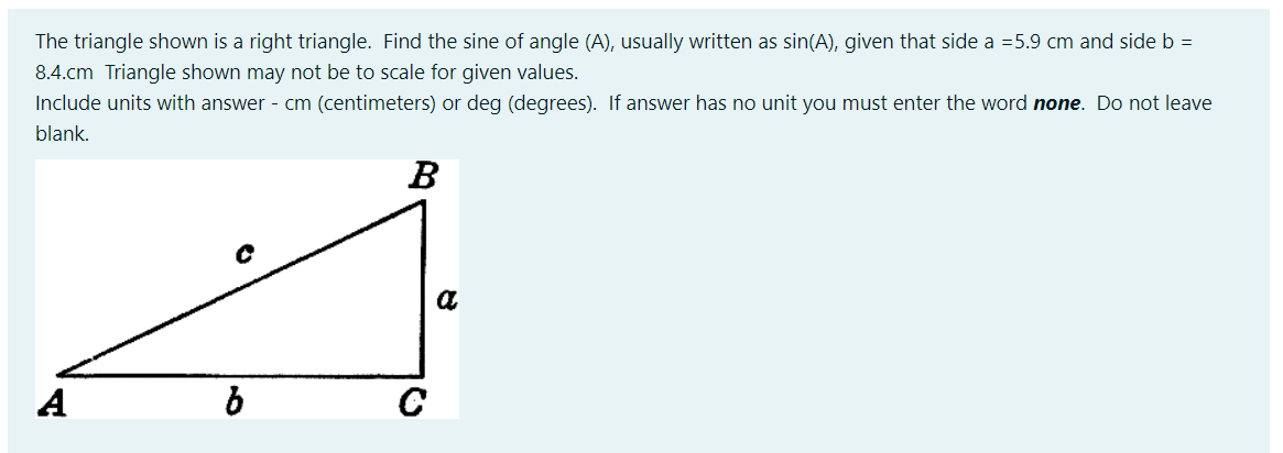 Solved The triangle shown is a right triangle. Find the sine | Chegg.com