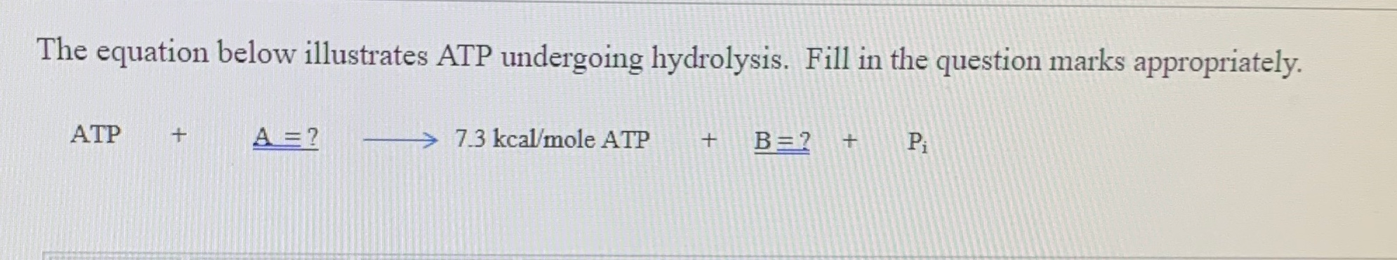 Solved The equation below illustrates ATP undergoing | Chegg.com