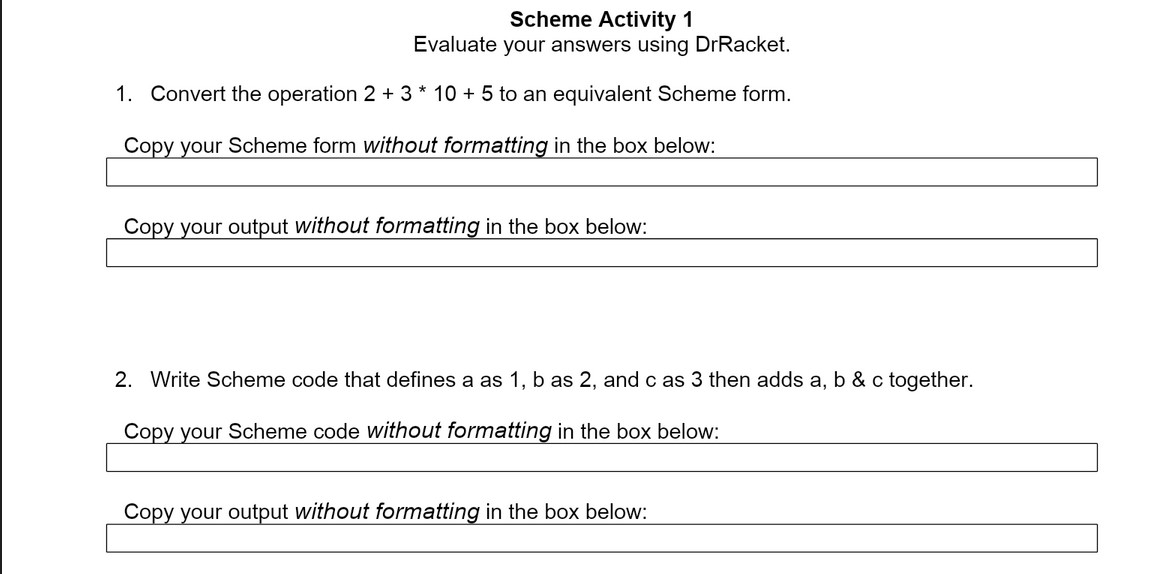 Solved Scheme Activity 1 Evaluate Your Answers Using