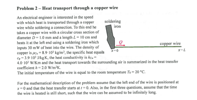 Solved Problem 2-Heat transport through a copper wire An | Chegg.com