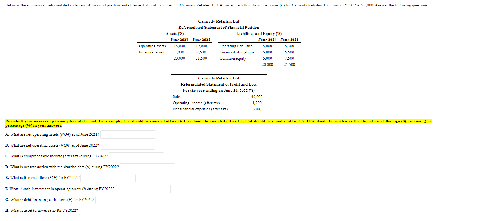 Solved A. What are net operating assets (NOA) as of June | Chegg.com
