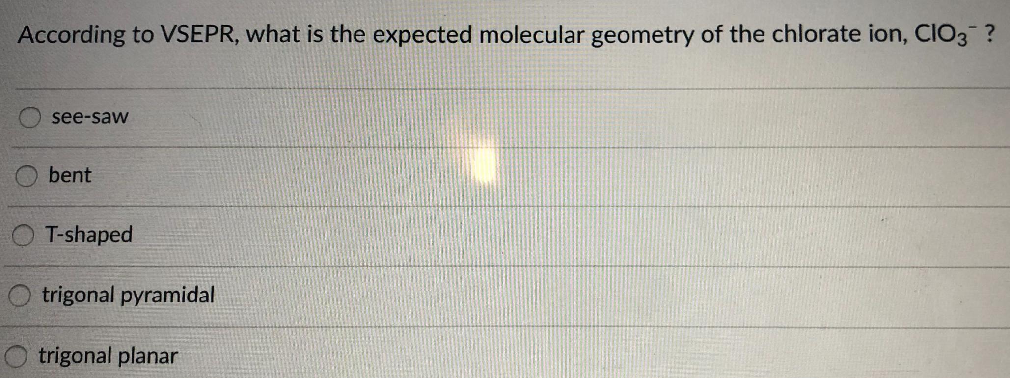 Solved According to VSEPR, what is the expected molecular | Chegg.com