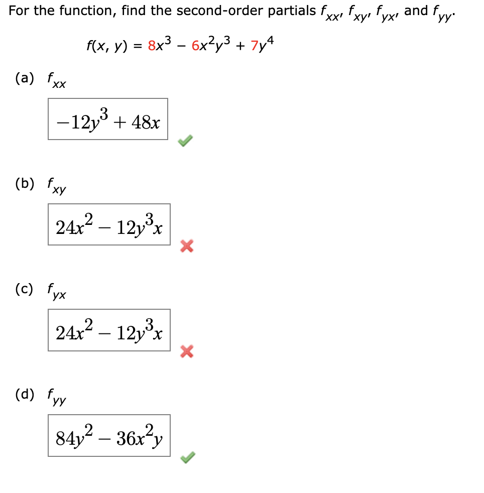 Solved For the function, find the second-order partials | Chegg.com