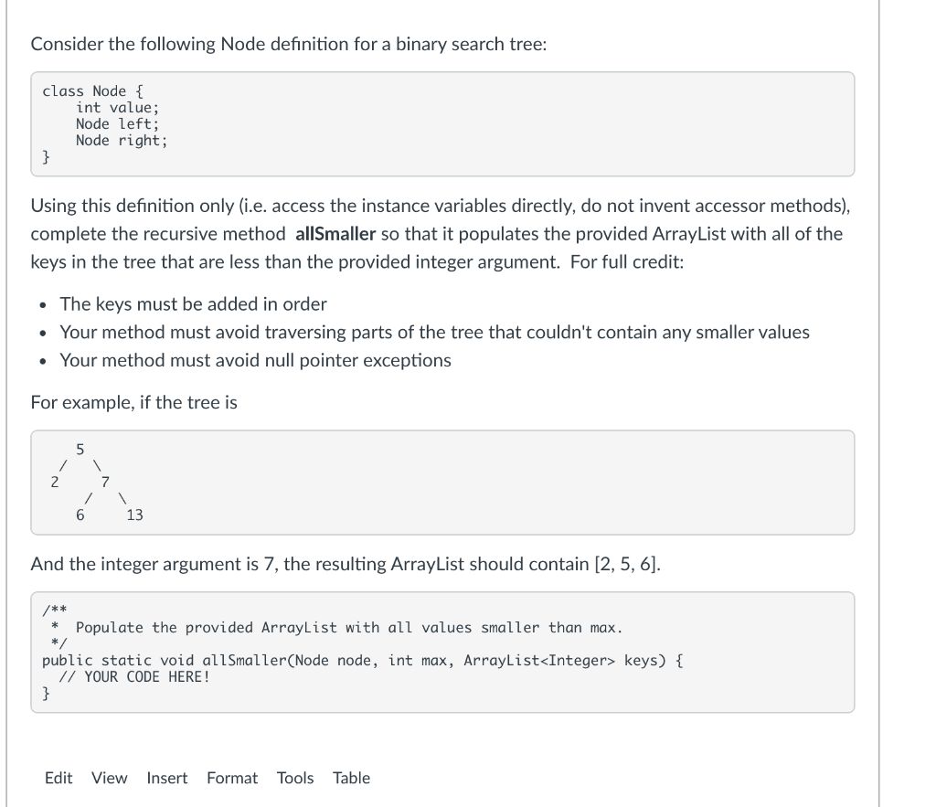 Solved Consider the following Node definition for a binary | Chegg.com