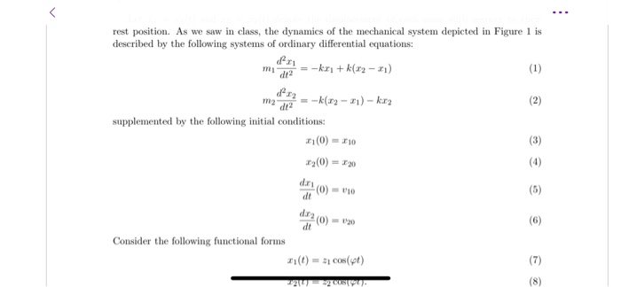 Solved Consider the two mass problem considered in class and | Chegg.com
