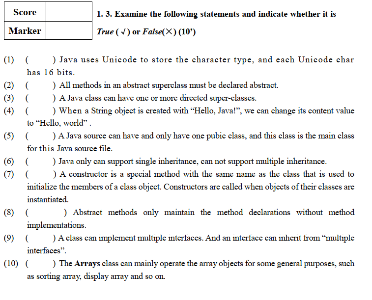 Solved 1. 3. Examine the following statements and indicate | Chegg.com