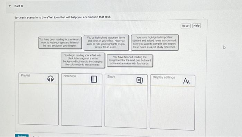 Solved - Part B Sort each scenario to the eText icon that | Chegg.com