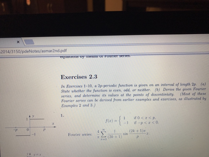 Solved In Exercises 1-10, a 2p-periodic function is given on | Chegg.com