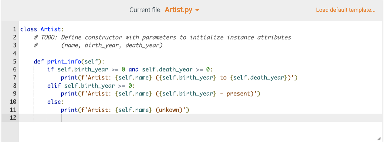Solved Define the Artist class in Artist.py with a | Chegg.com
