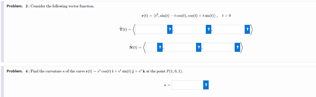 Solved Problem. 3: Consider the following vector function. | Chegg.com