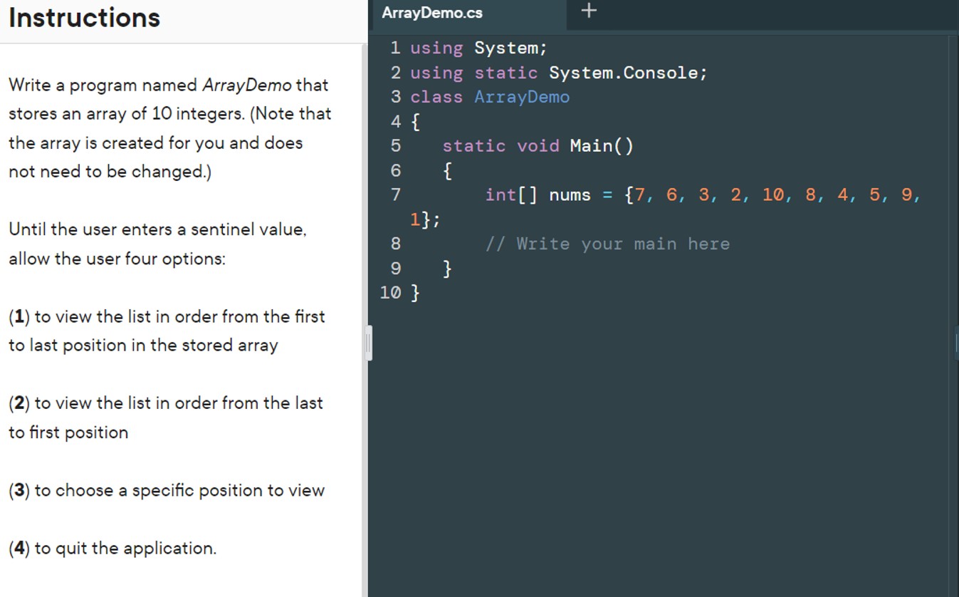 Solved Arraydemo Cs1 using System 2 using Static System
