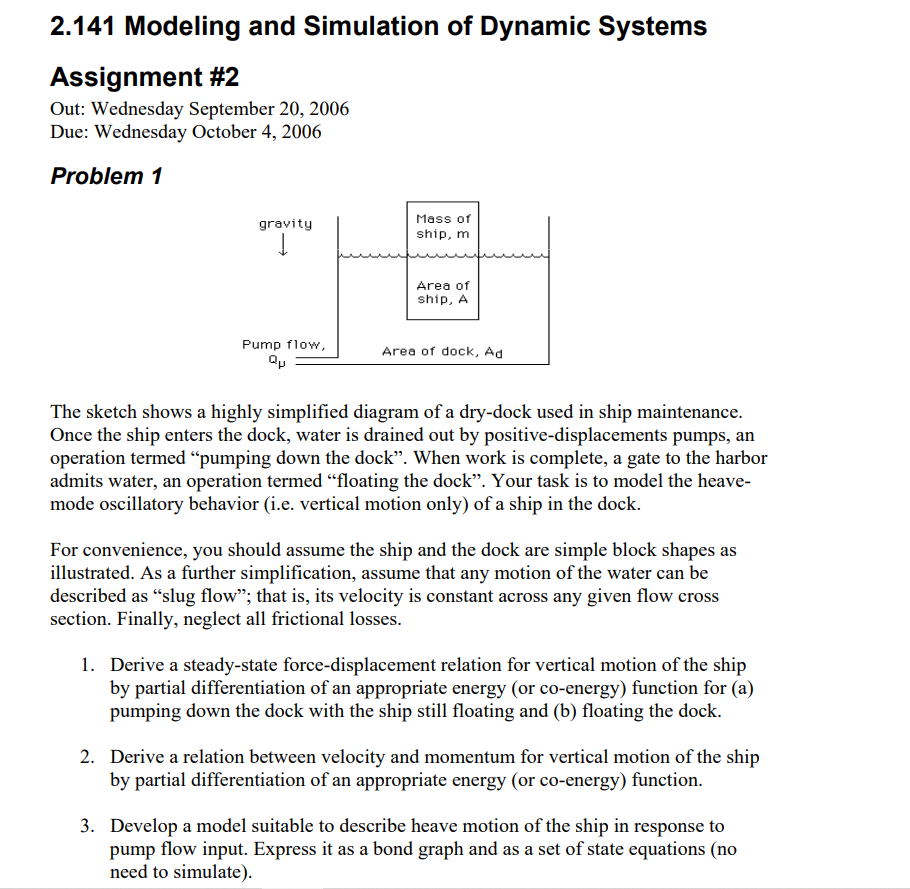 2.141 Modeling and Simulation of Dynamic Systems | Chegg.com