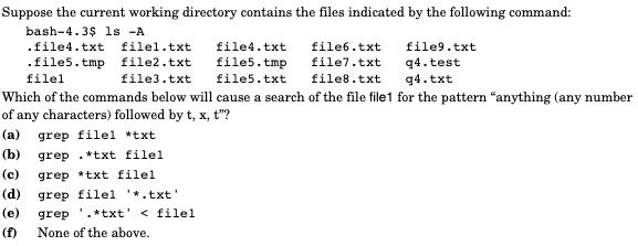 Solved Suppose the current working directory contains the | Chegg.com