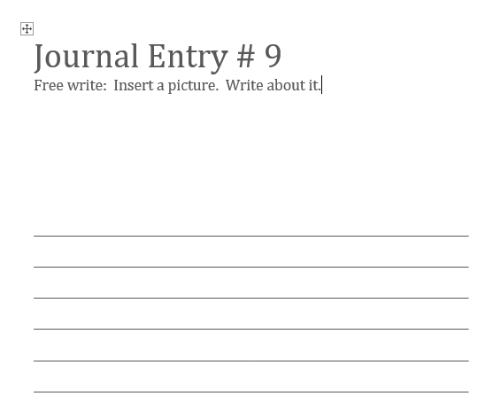 Journal Entry #9 Free write: Insert a picture. Write | Chegg.com