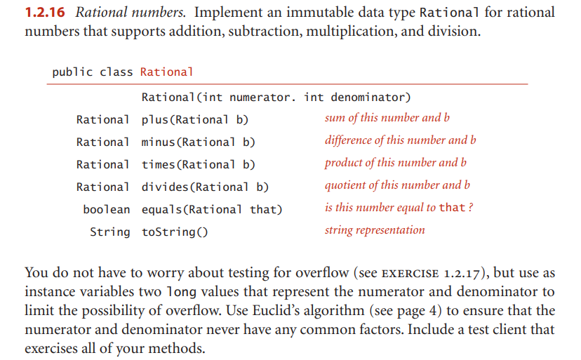 Solved 1.2.16 Rational numbers. Implement an immutable data | Chegg.com