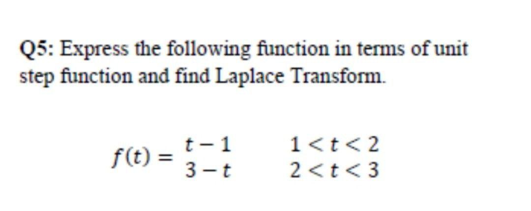 Solved Q5: Express the following function in terms of unit | Chegg.com