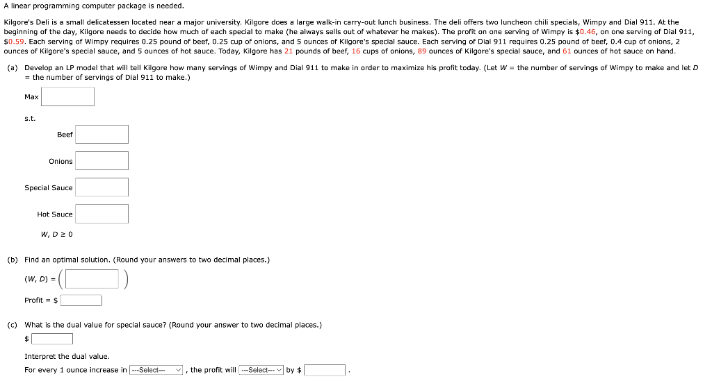 Solved A linear programming computer package is needed. = | Chegg.com