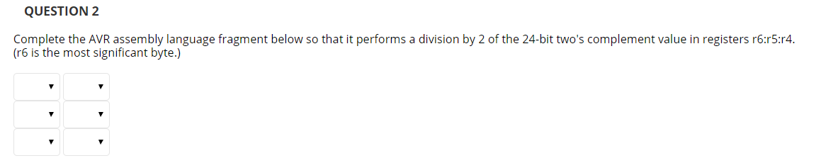 Complete the AVR assembly language fragment below so | Chegg.com