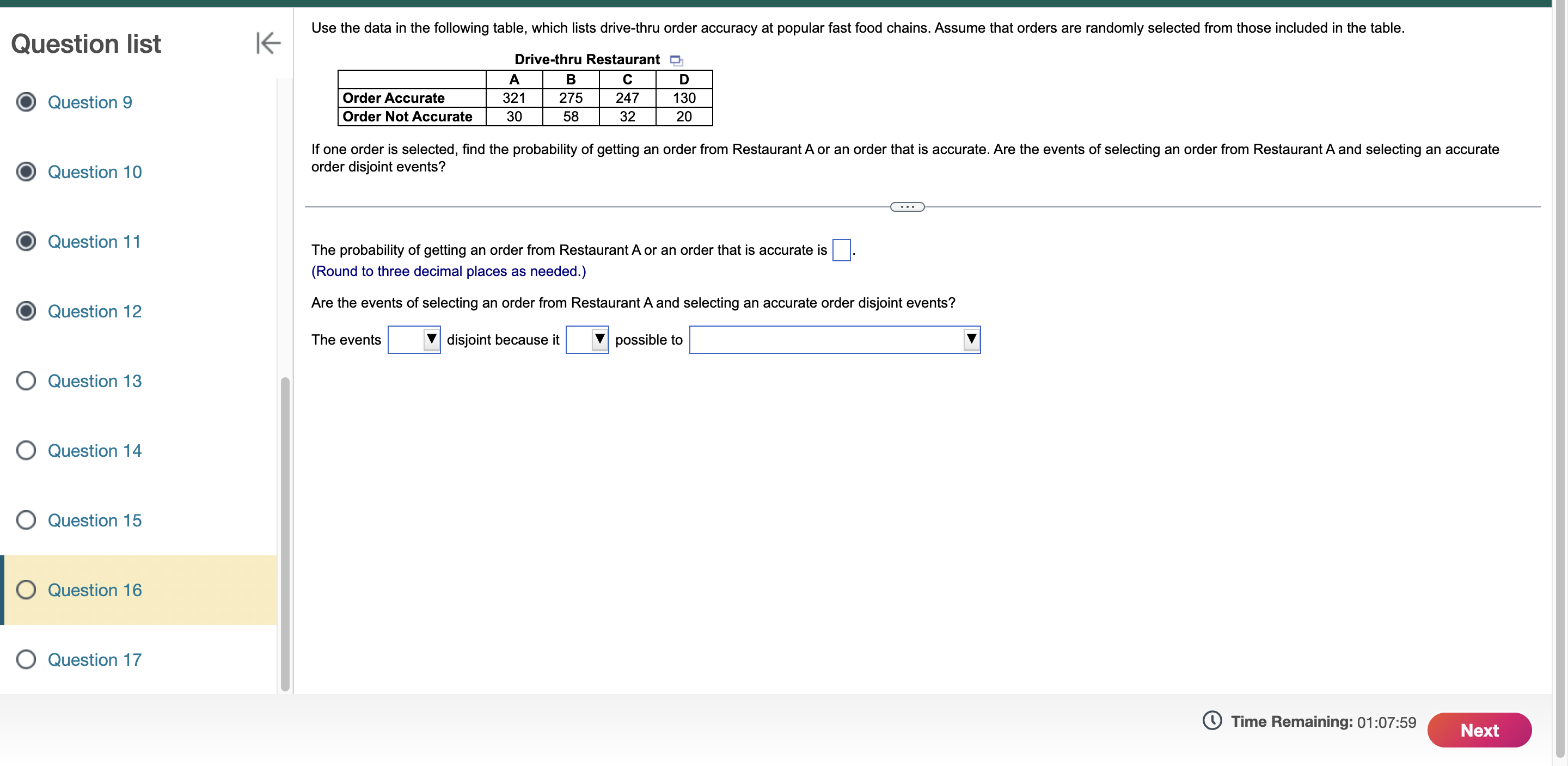 Solved Question list Question 9 Question 10 Question 11 | Chegg.com