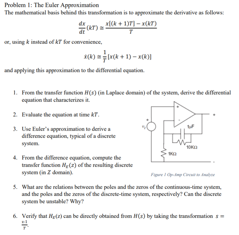 Solved Problem 1: The Euler Approximatio The mathematical | Chegg.com