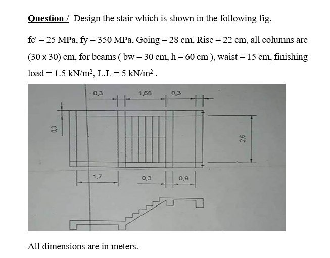 Solved Question / Design the stair which is shown in the | Chegg.com